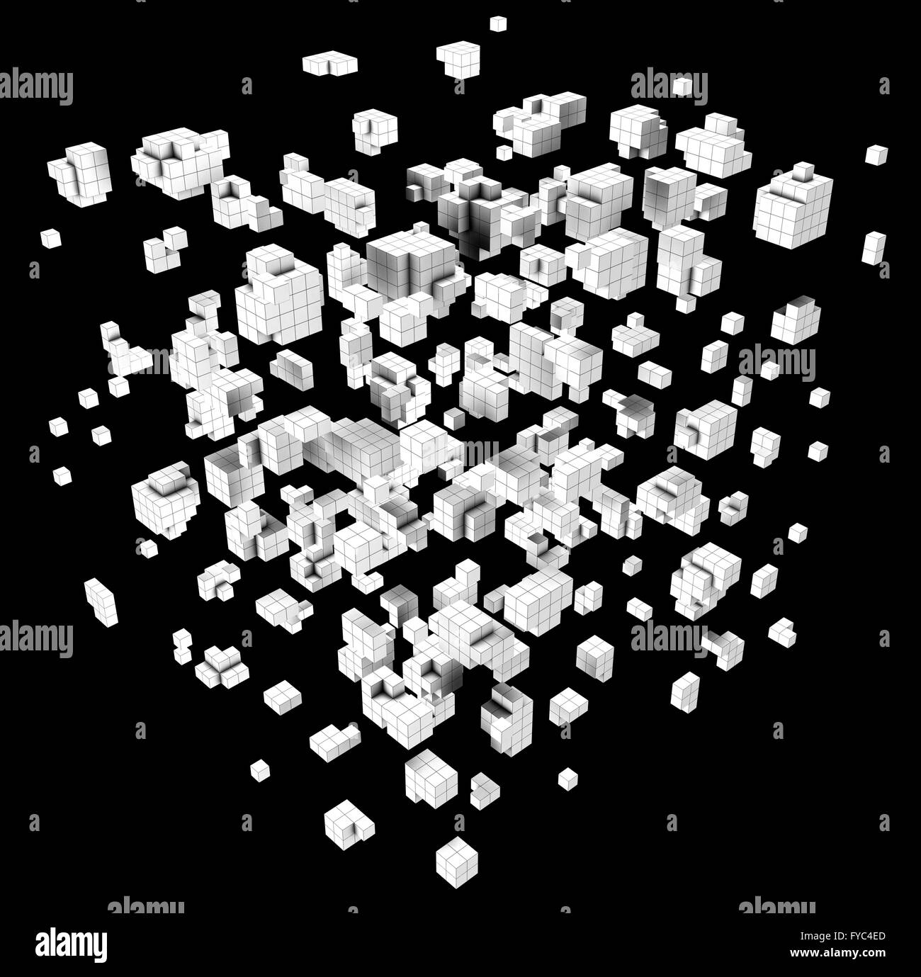 3D illustration of three-dimensional model consist of blocks Stock ...