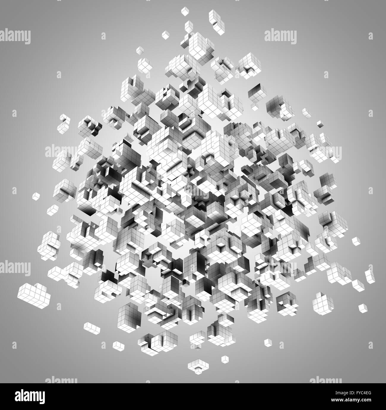3D illustration of three-dimensional model consist of blocks Stock ...