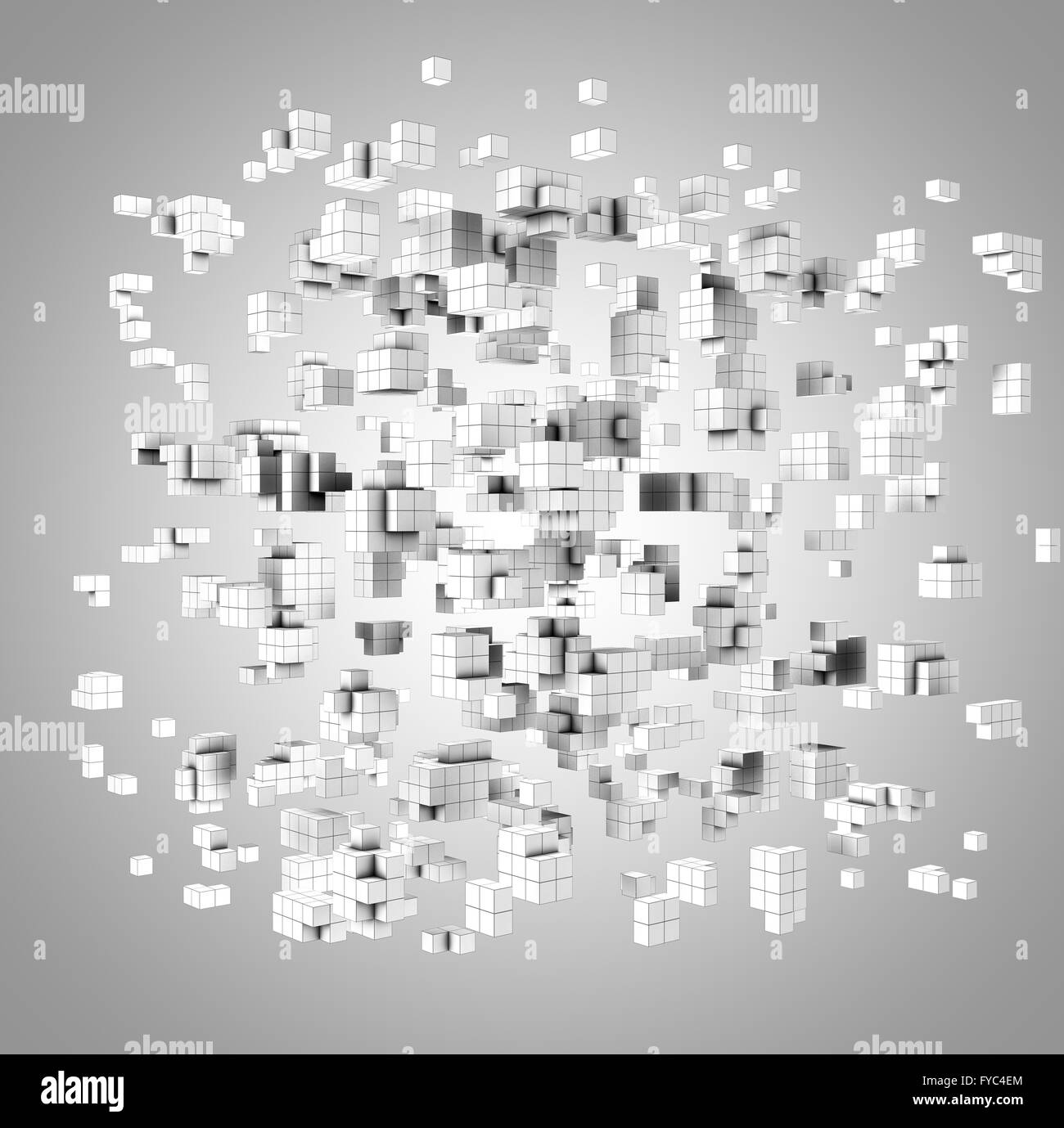 3D illustration of three-dimensional model consist of blocks Stock ...