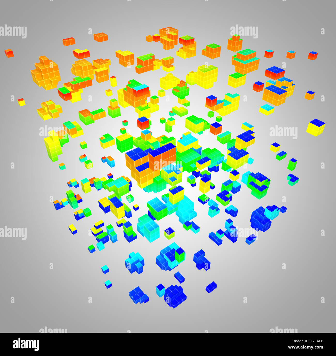 3D illustration of three-dimensional model consist of blocks Stock ...