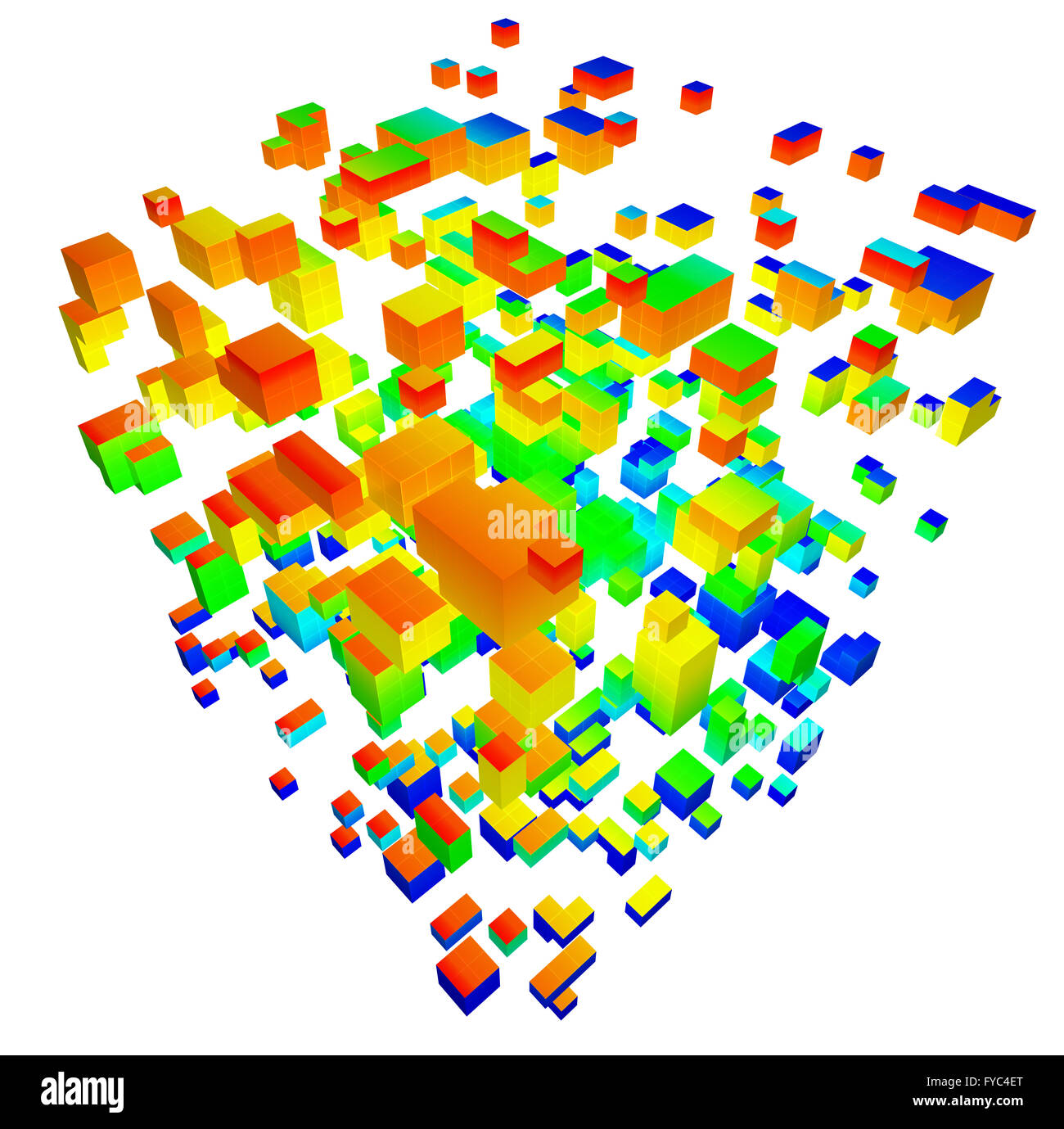 3D illustration of three-dimensional model consist of blocks Stock ...