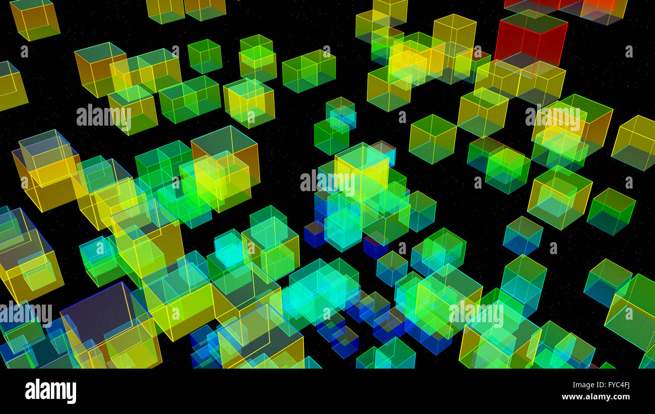 3d illustration green cubes matrix hi-res stock photography and images ...
