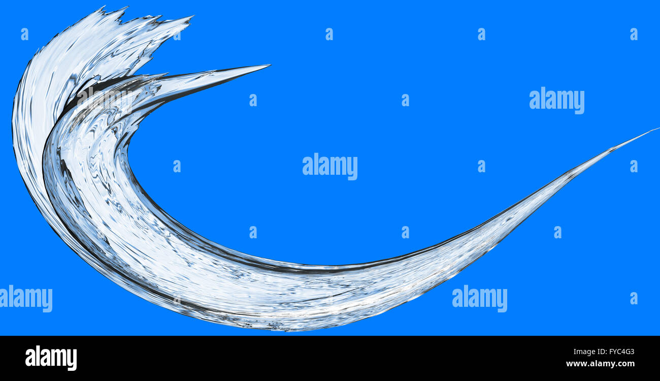 3D illustration of transparent liquid wave on blue background Stock ...