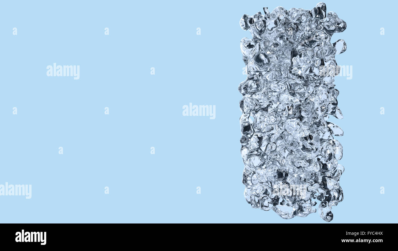 3D illustration of transparent liquid column on blue background Stock ...