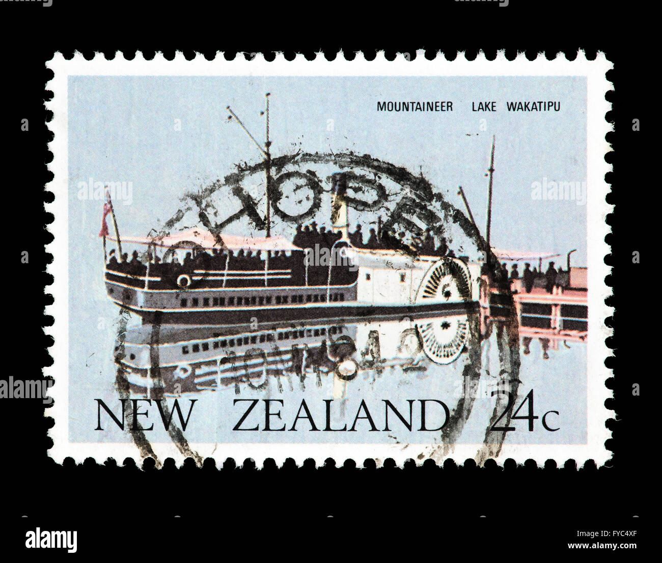 Postage stamp from New Zealand depicting the Ferry Mountaineer, Lake ...