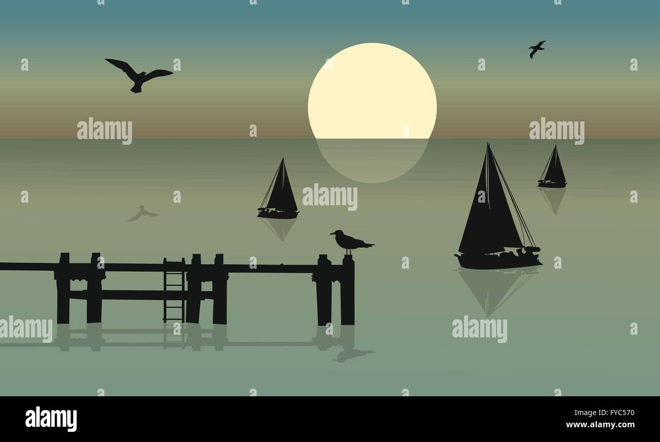 Silhouette of ship and bird Stock Vector Image & Art - Alamy