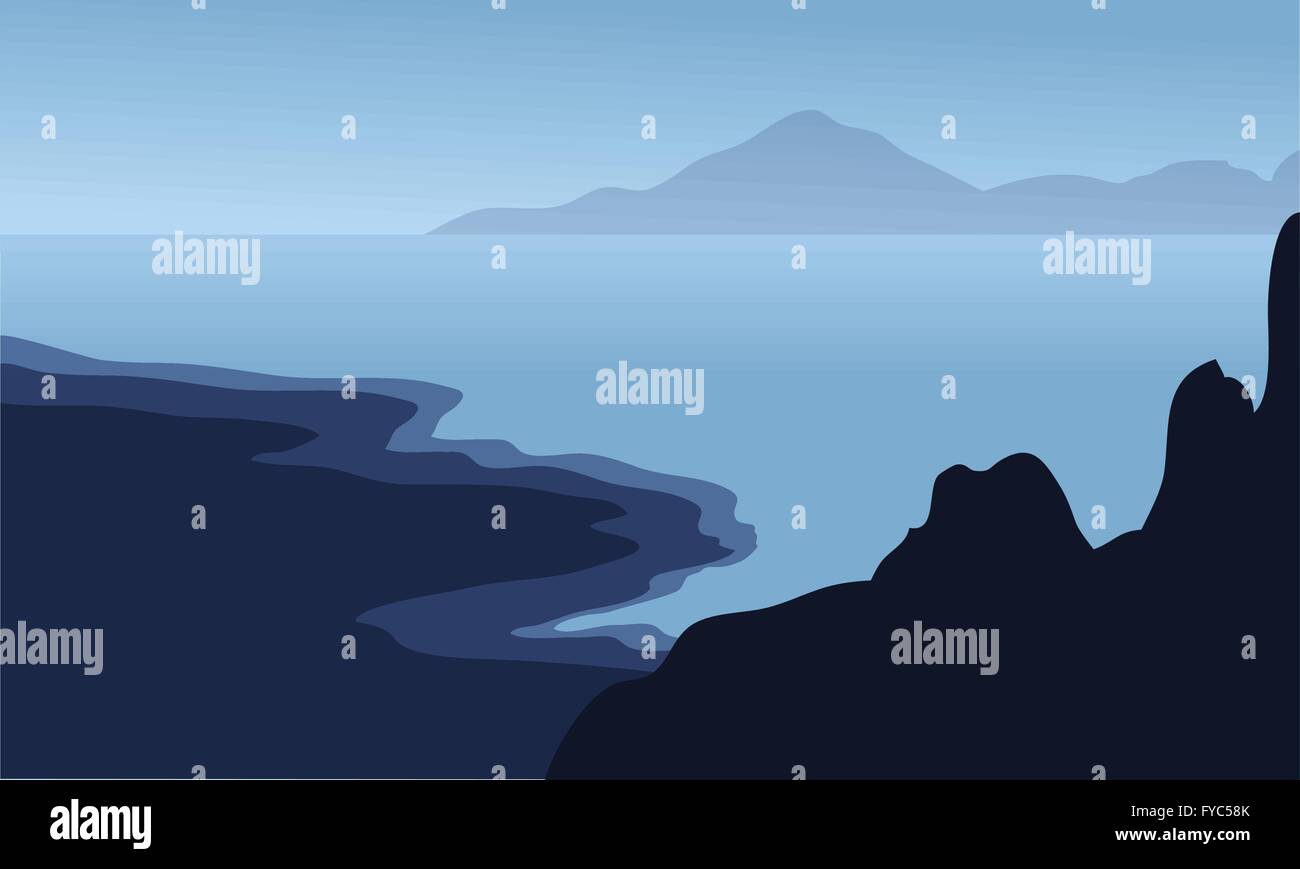 Rock beach in summer Stock Vector Images - Alamy