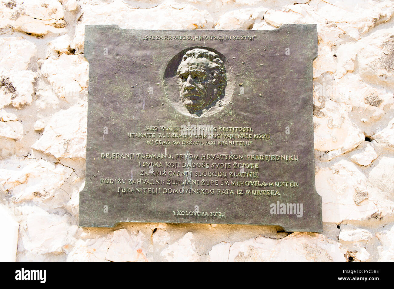 memorial plaque Franjo Tudman, Tudjman Stock Photo - Alamy