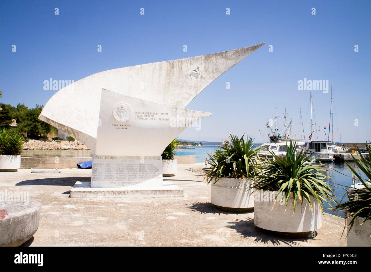 Zman port, Dugi Otok island, memorial to victims of world war II Stock ...