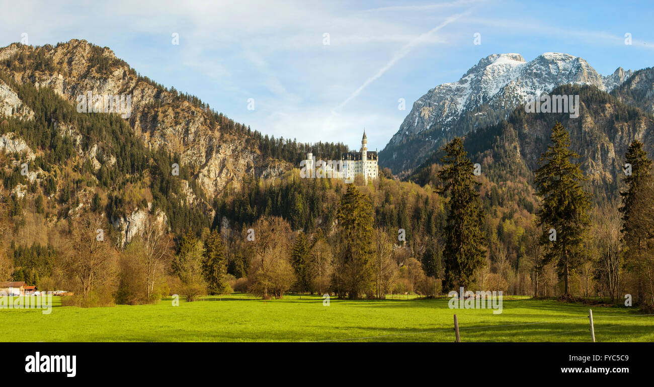 Germany. The famous Neuschwanstein Castle, panorama view Stock Photo ...