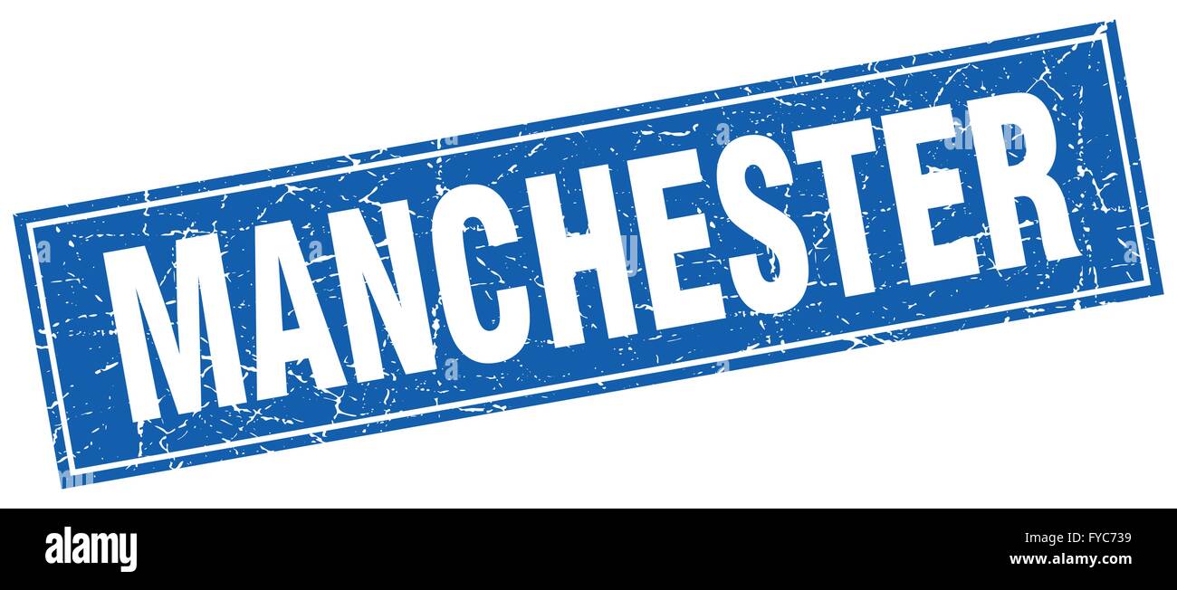 Manchester blue square grunge vintage isolated stamp Stock Vector Image ...