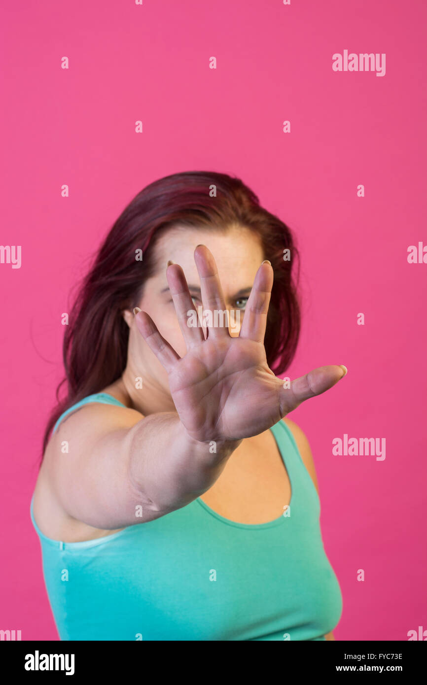Stop hand gesture female hand hi-res stock photography and images - Alamy