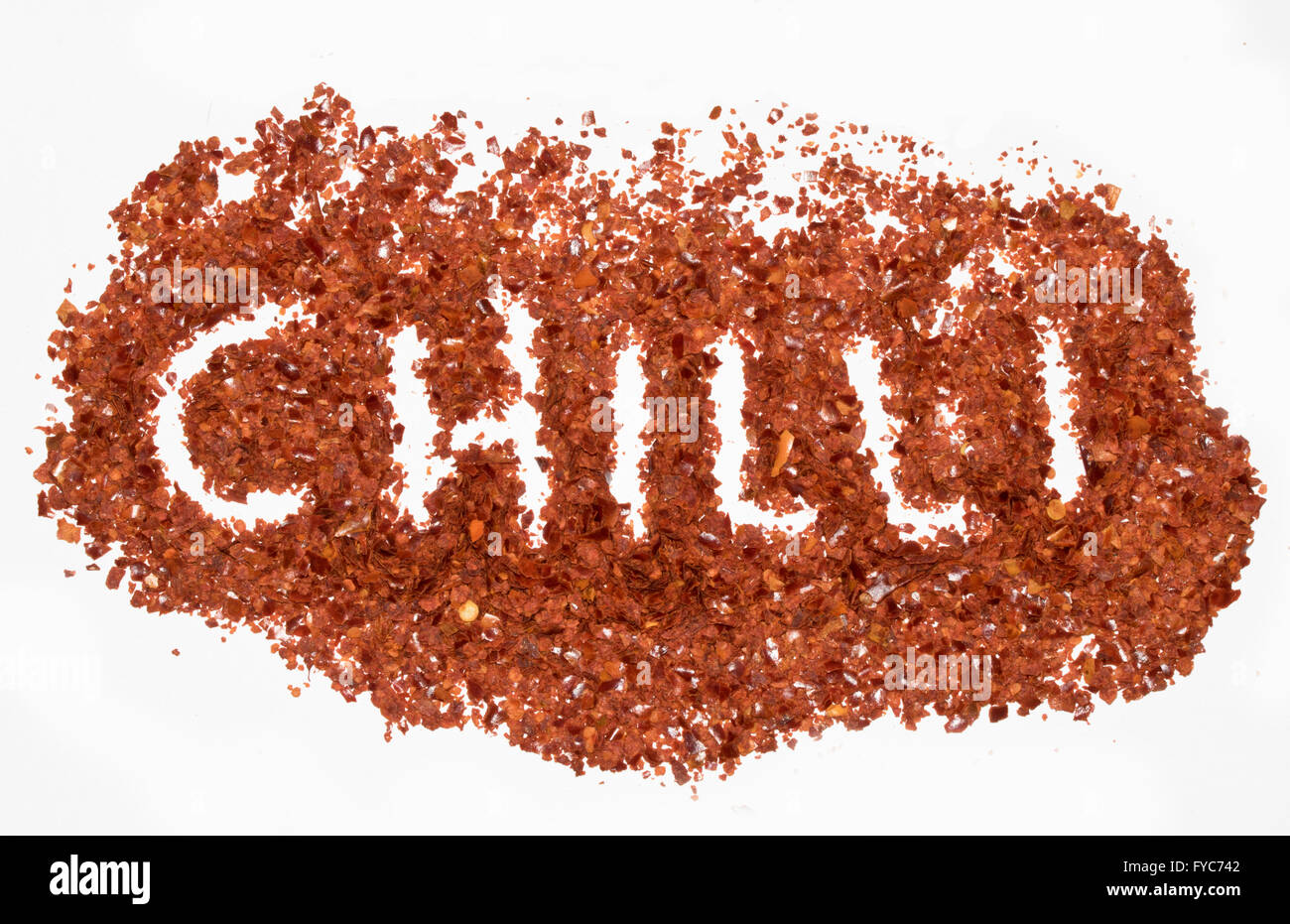 Red Hot Chilli Flakes Writing Stock Photo - Alamy