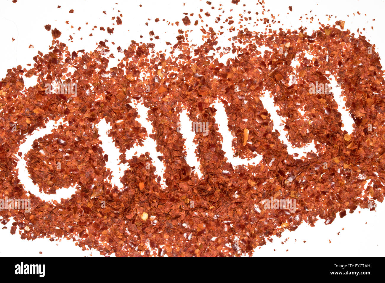 Red Hot Chilli Flakes Writing Stock Photo - Alamy