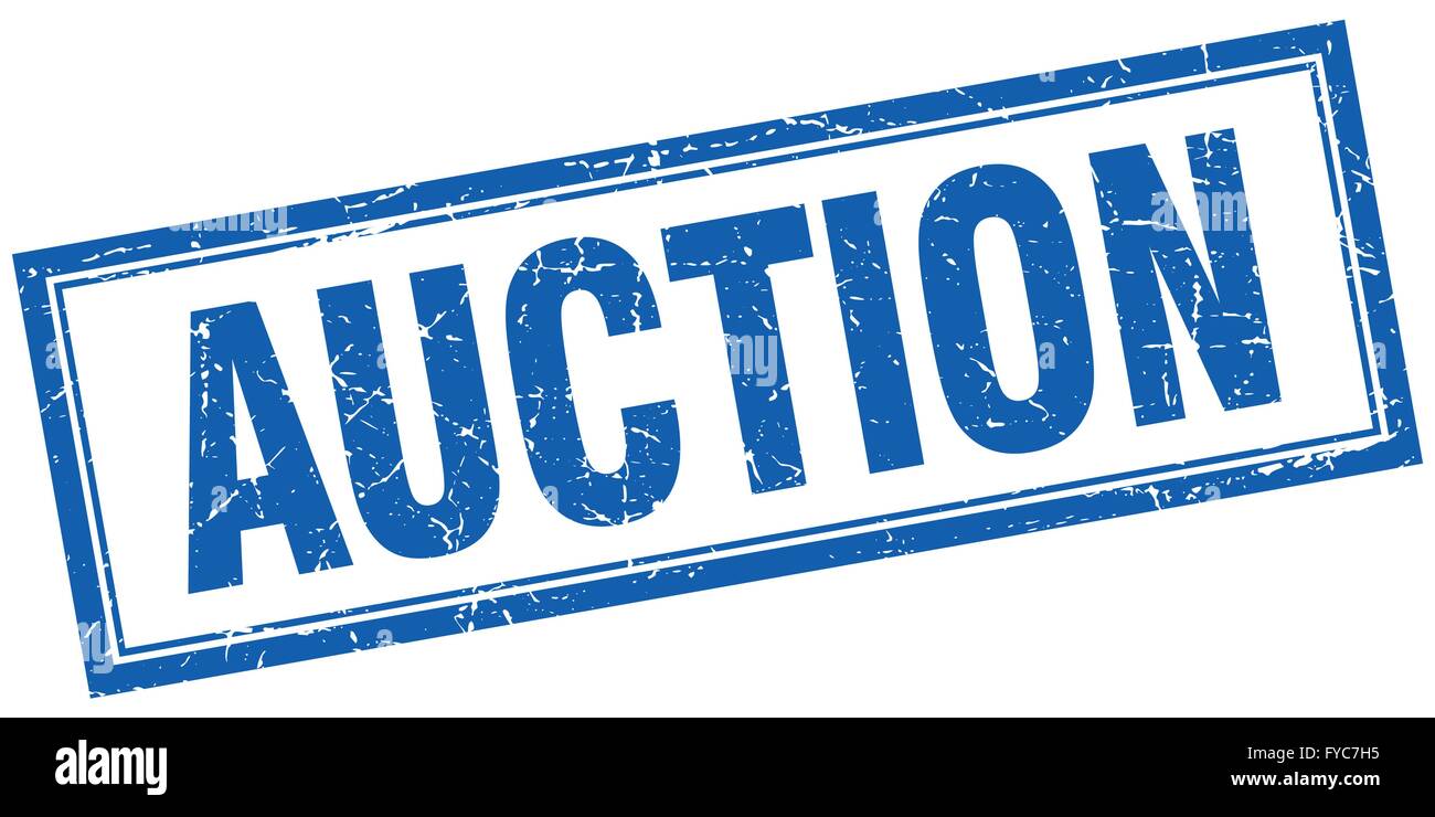 auction blue square grunge stamp on white Stock Vector Image & Art - Alamy