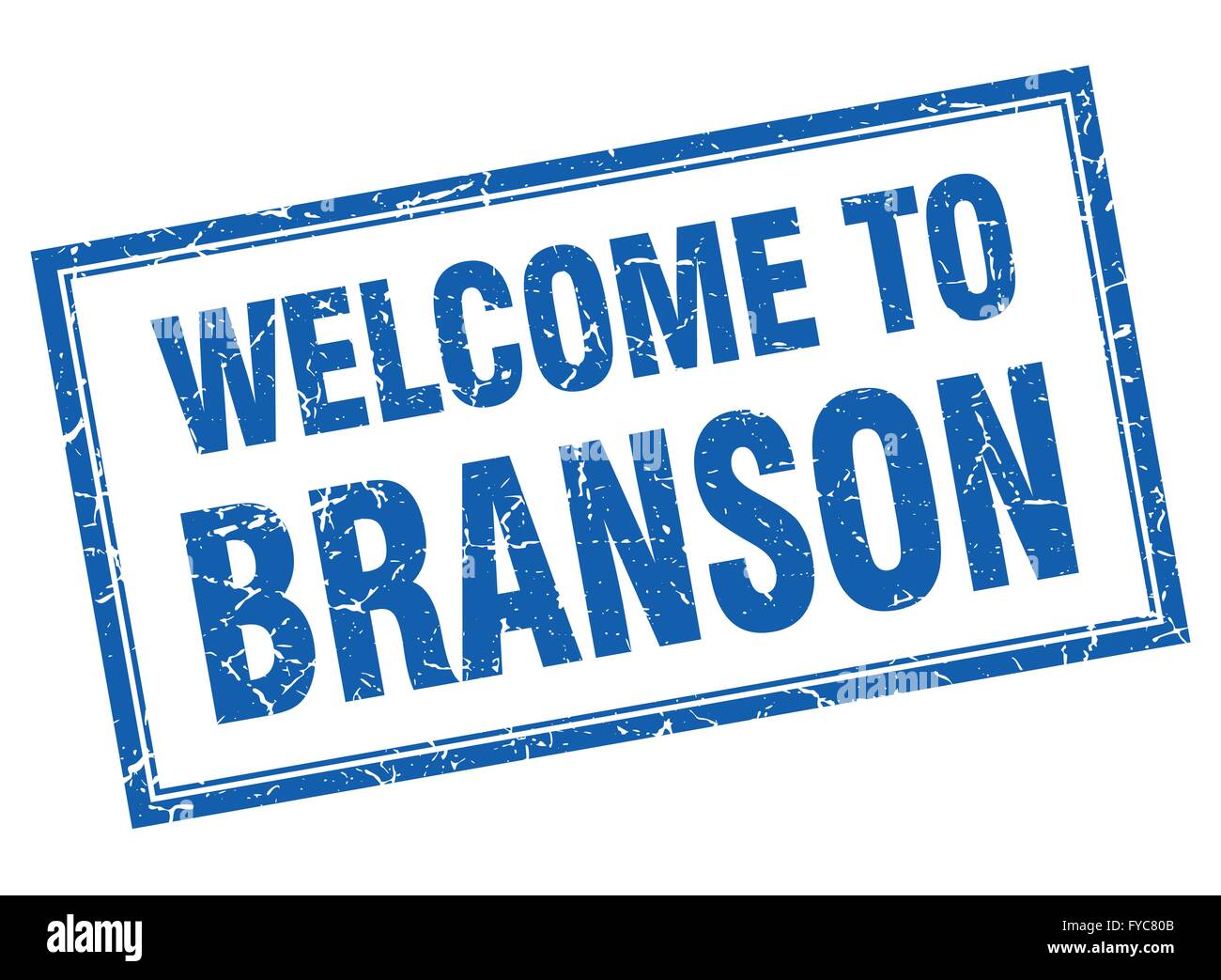 Branson blue square grunge welcome isolated stamp Stock Vector Image ...