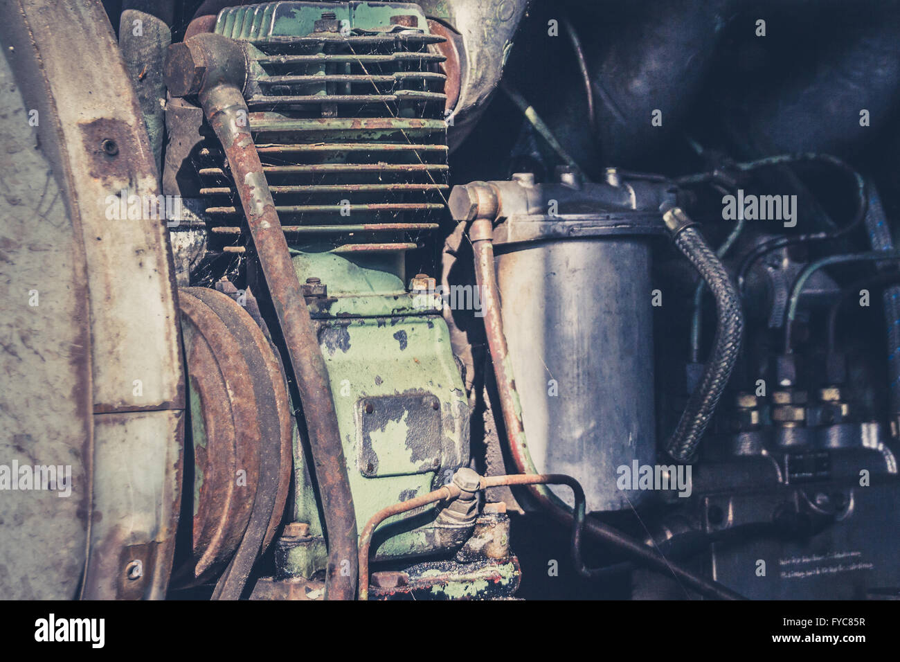 old motor engine - obsolete industrial machinery Stock Photo - Alamy