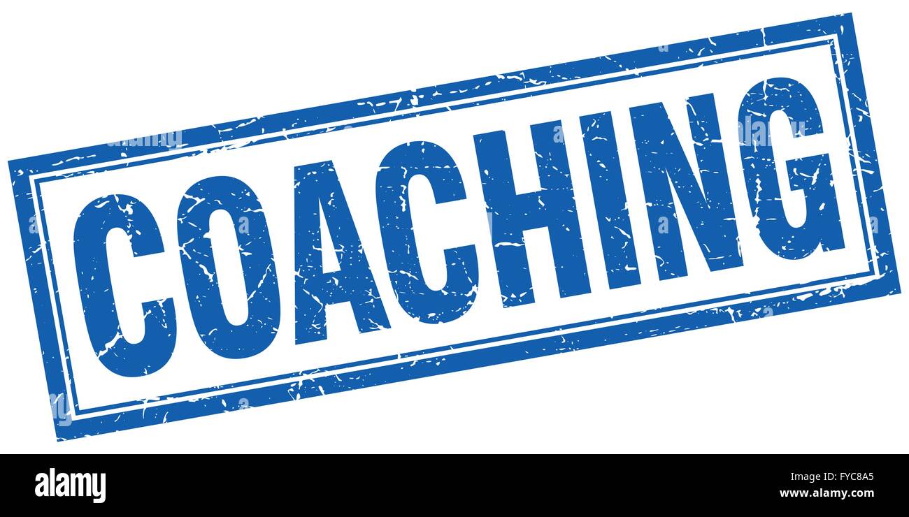 coaching blue square grunge stamp on white Stock Vector Image & Art - Alamy