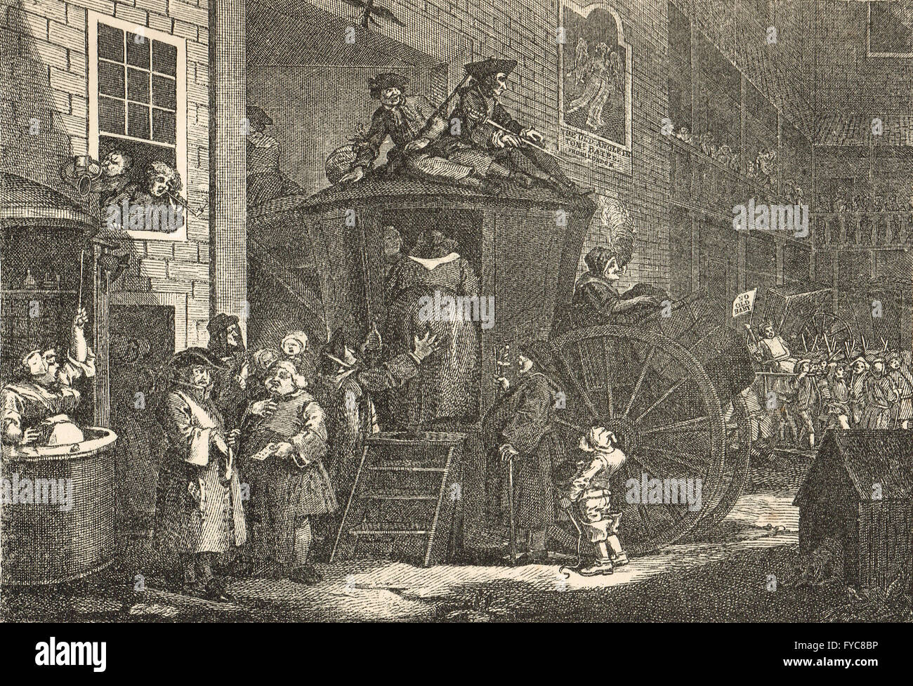 The Country Inn Yard by William Hogarth circa 1747 Stock Photo - Alamy