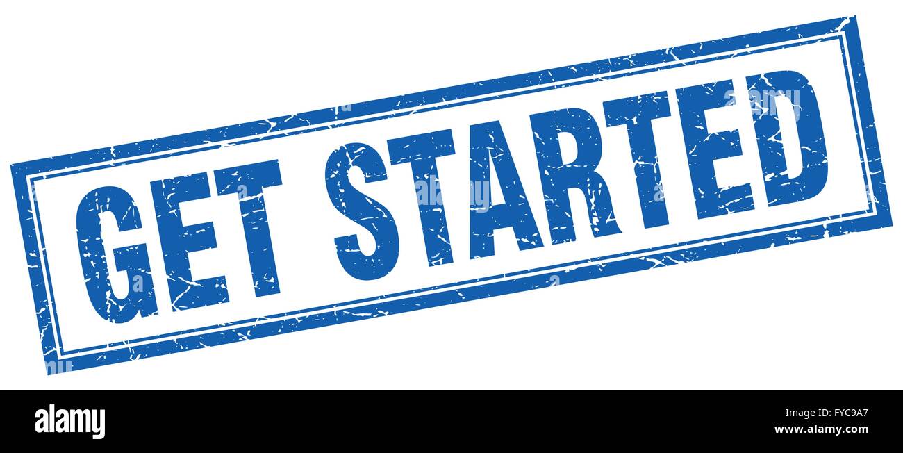 get started blue square grunge stamp on white Stock Vector Image & Art ...