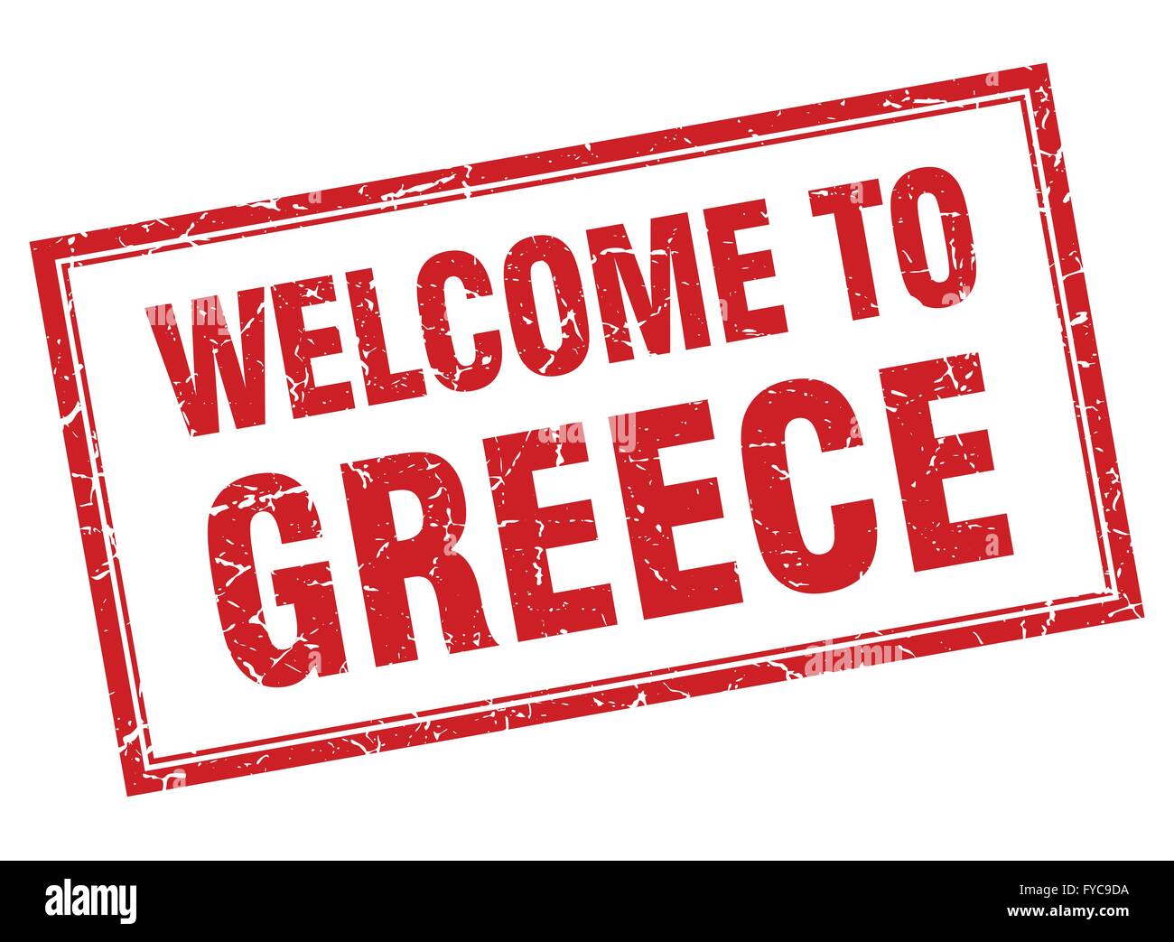 Greece red square grunge welcome isolated stamp Stock Vector Image ...