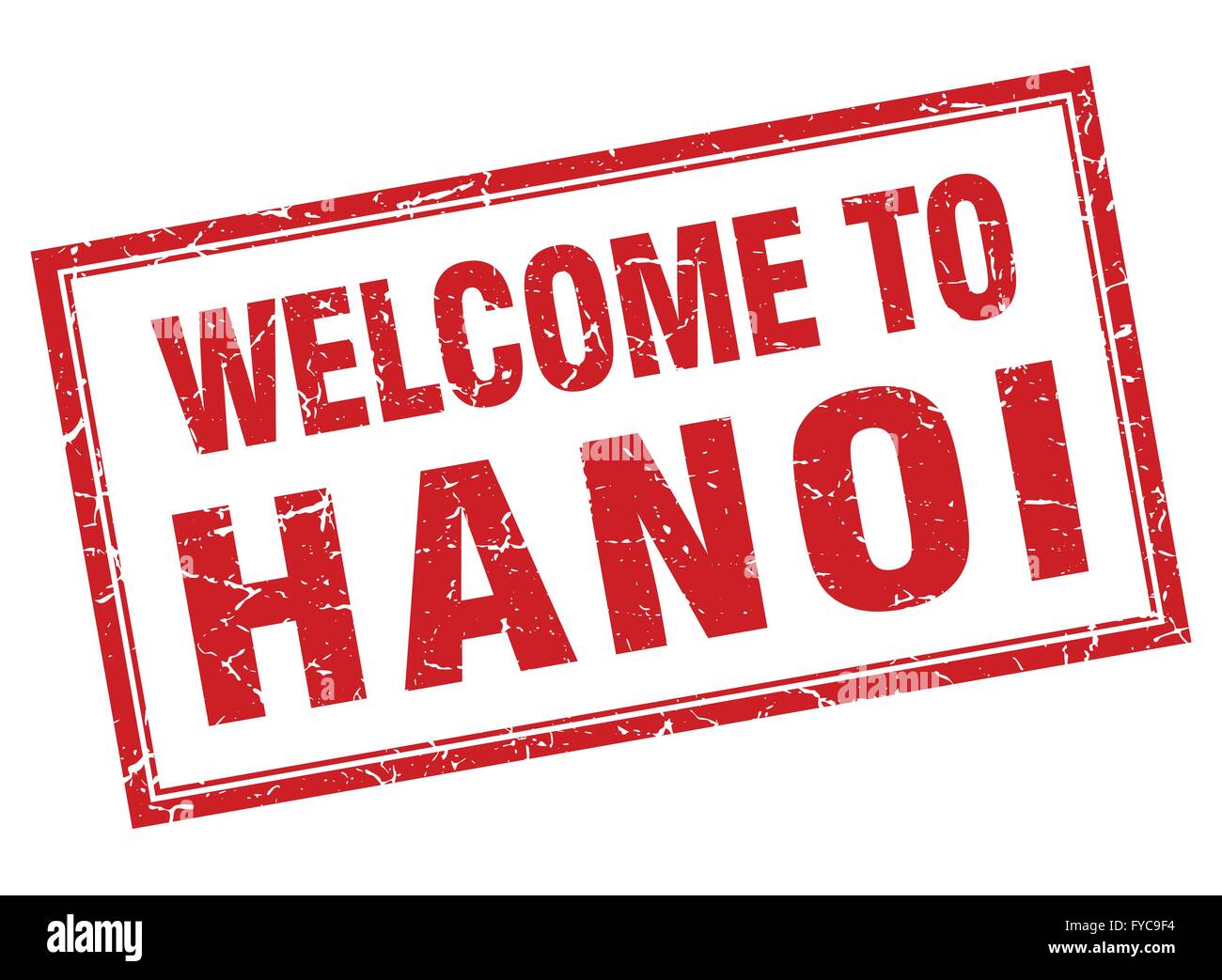 Hanoi red square grunge welcome isolated stamp Stock Vector Image & Art ...
