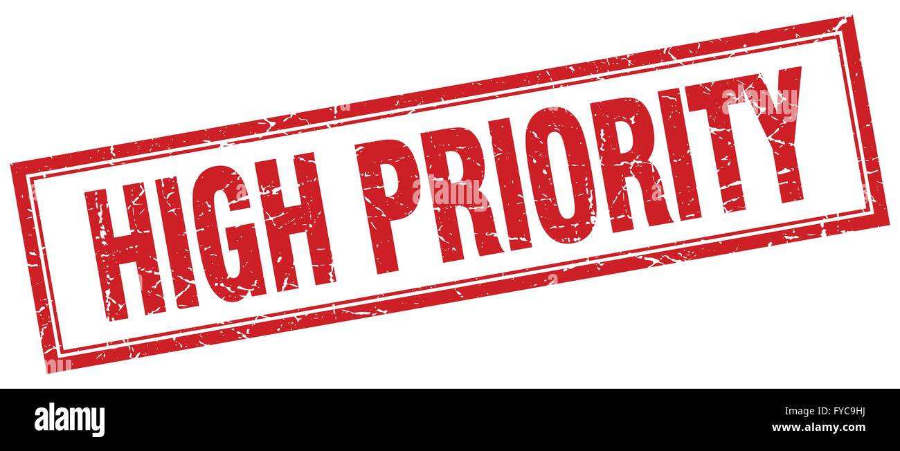 high priority red square grunge stamp on white Stock Vector Image & Art ...