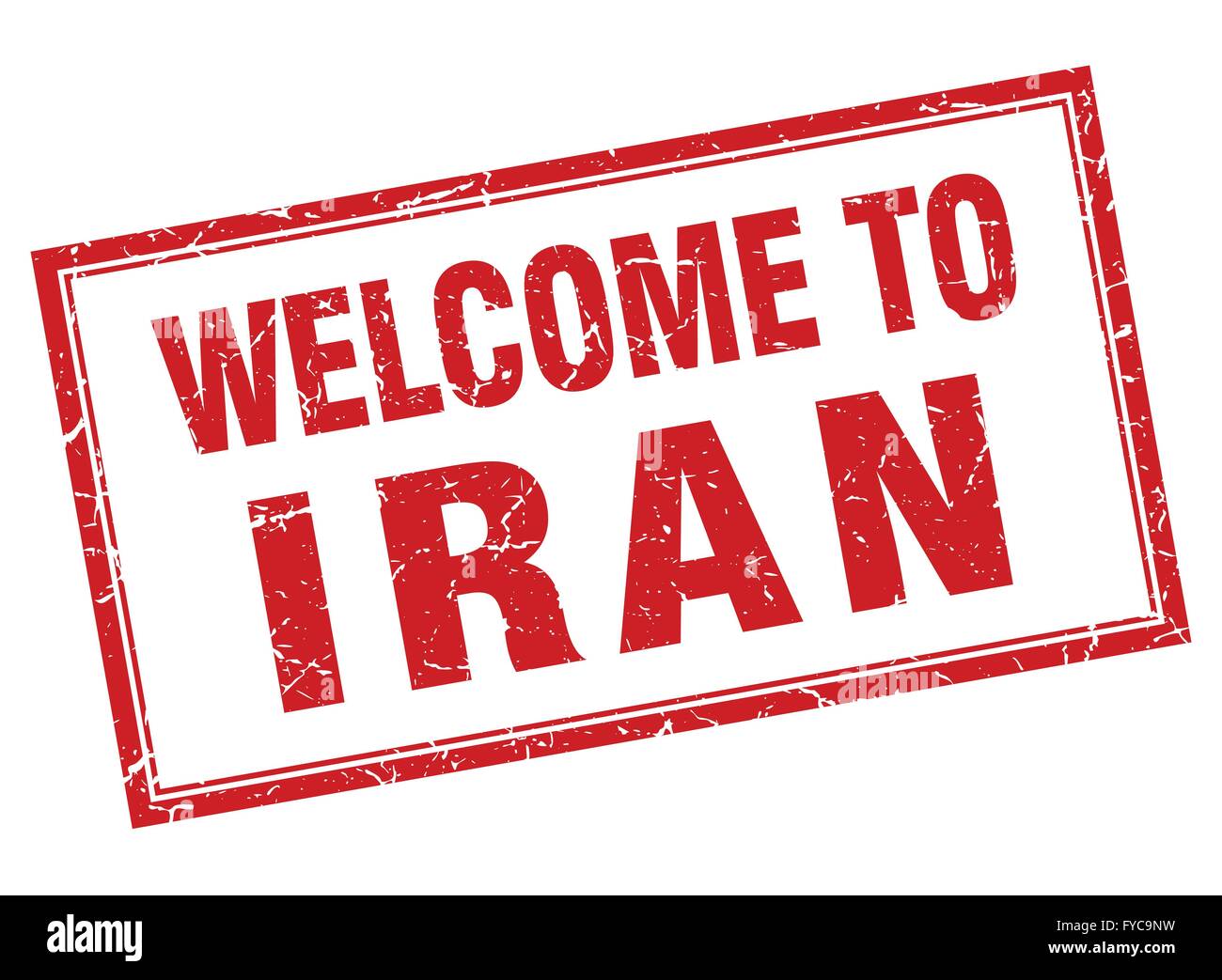 Iran red square grunge welcome isolated stamp Stock Vector Image & Art ...