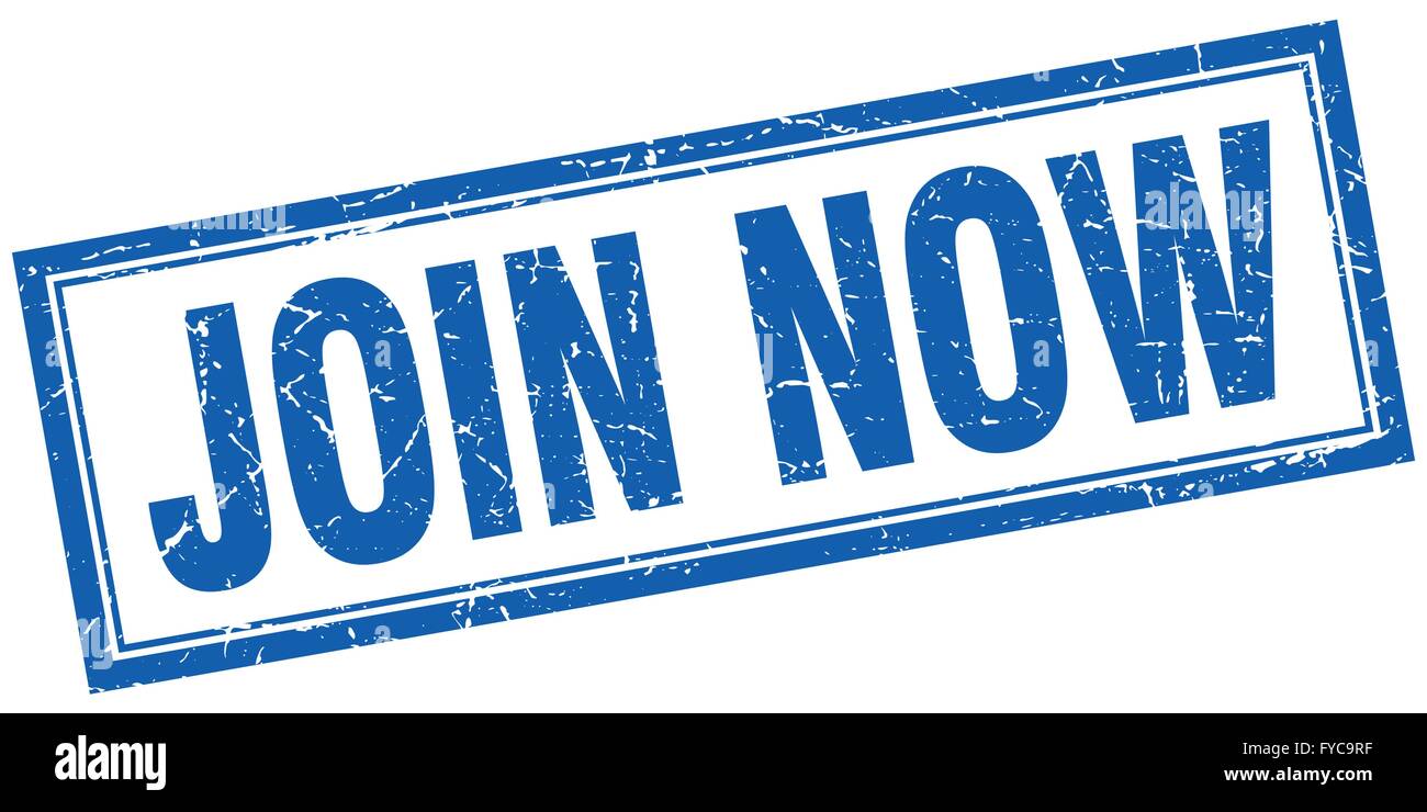 join now blue square grunge stamp on white Stock Vector Image & Art - Alamy