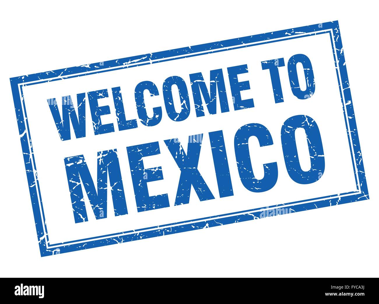 Mexico blue square grunge welcome isolated stamp Stock Vector Image ...