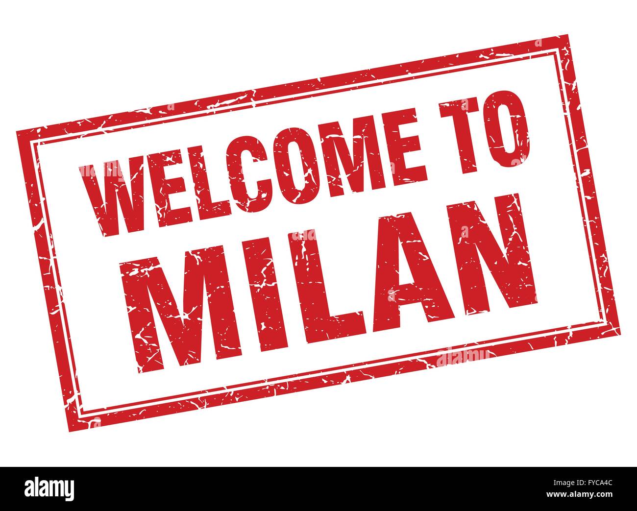 Milan red square grunge welcome isolated stamp Stock Vector Image & Art ...