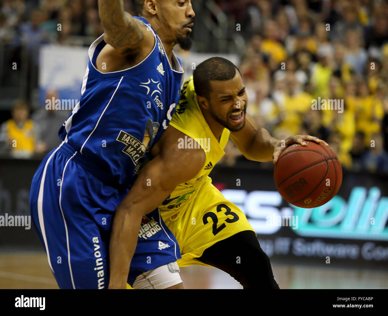 Action from the Berlin Alba v Fraport Skyliners pro-basketball match on ...