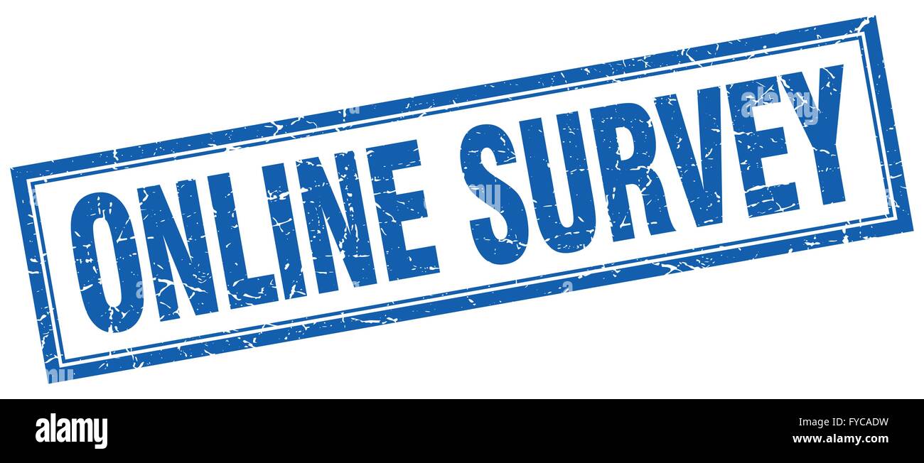 online survey blue square grunge stamp on white Stock Vector Image ...
