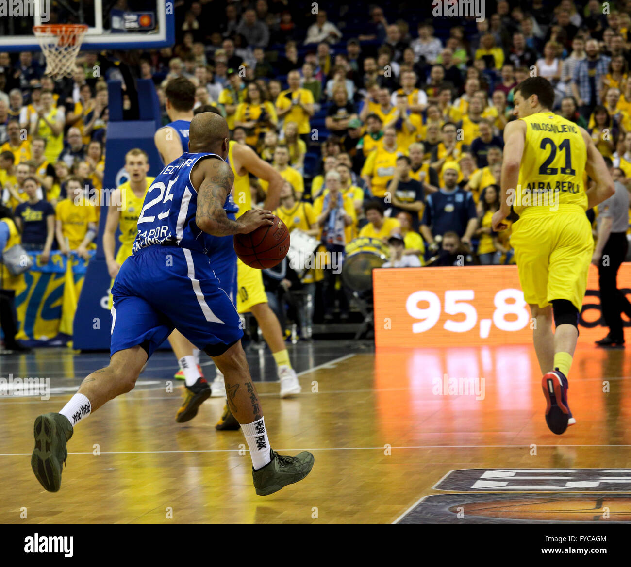 Action from the Berlin Alba v Fraport Skyliners pro-basketball match on ...