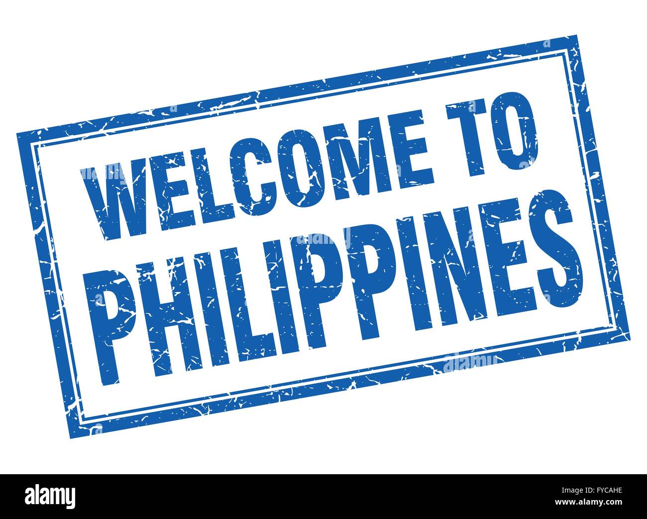 Philippines blue square grunge welcome isolated stamp Stock Vector ...