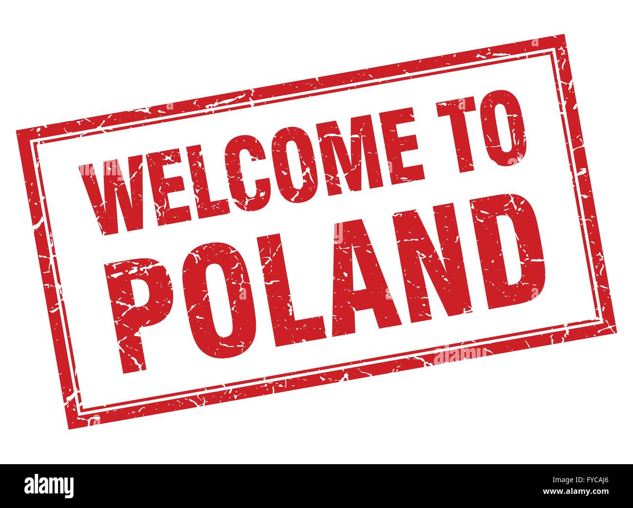 Poland red square grunge welcome isolated stamp Stock Vector Image ...