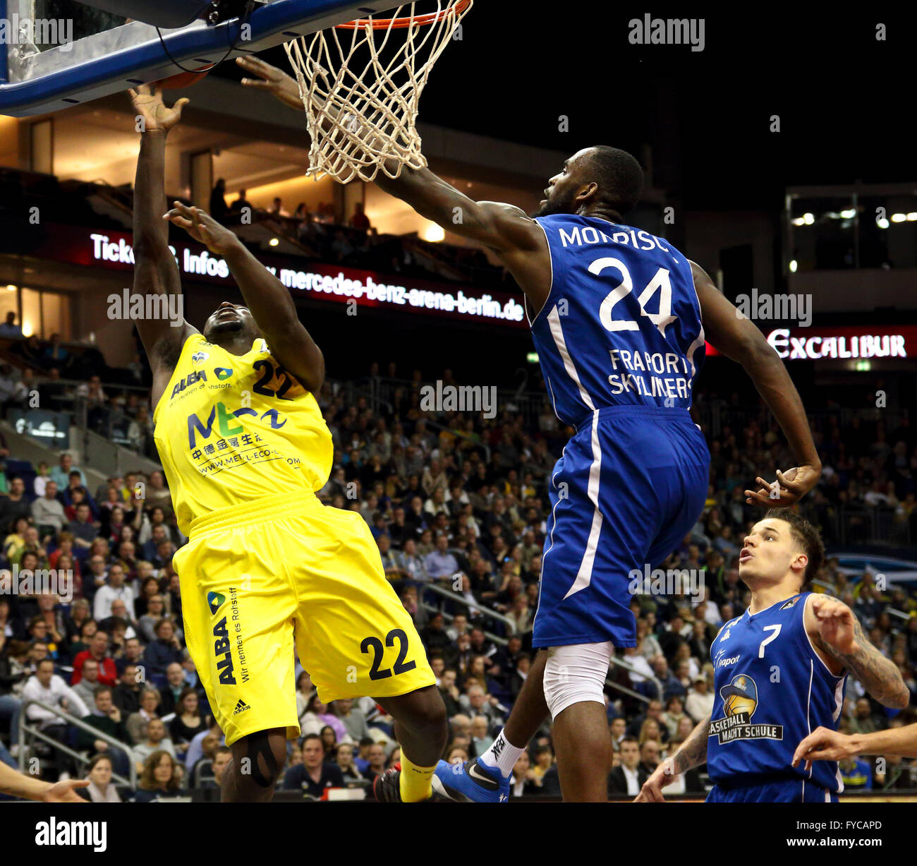 Action from the Berlin Alba v Fraport Skyliners pro-basketball match on ...