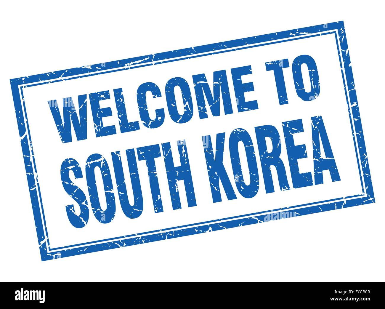 South Korea blue square grunge welcome isolated stamp Stock Vector ...