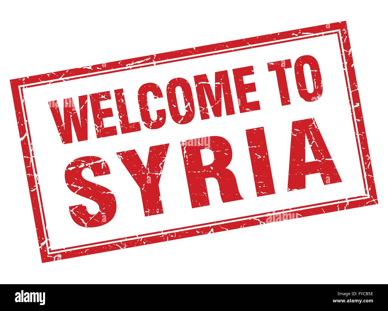 Syria red square grunge welcome isolated stamp Stock Vector Image & Art ...