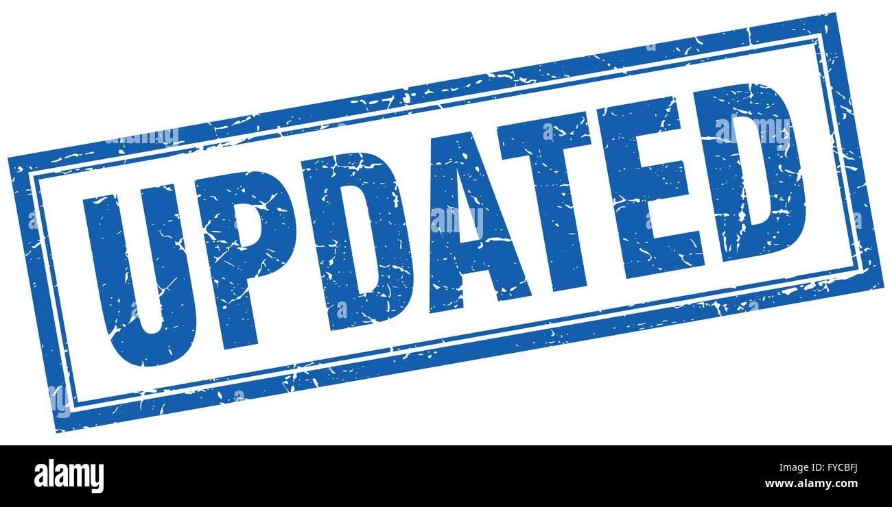 updated blue square grunge stamp on white Stock Vector Image & Art - Alamy