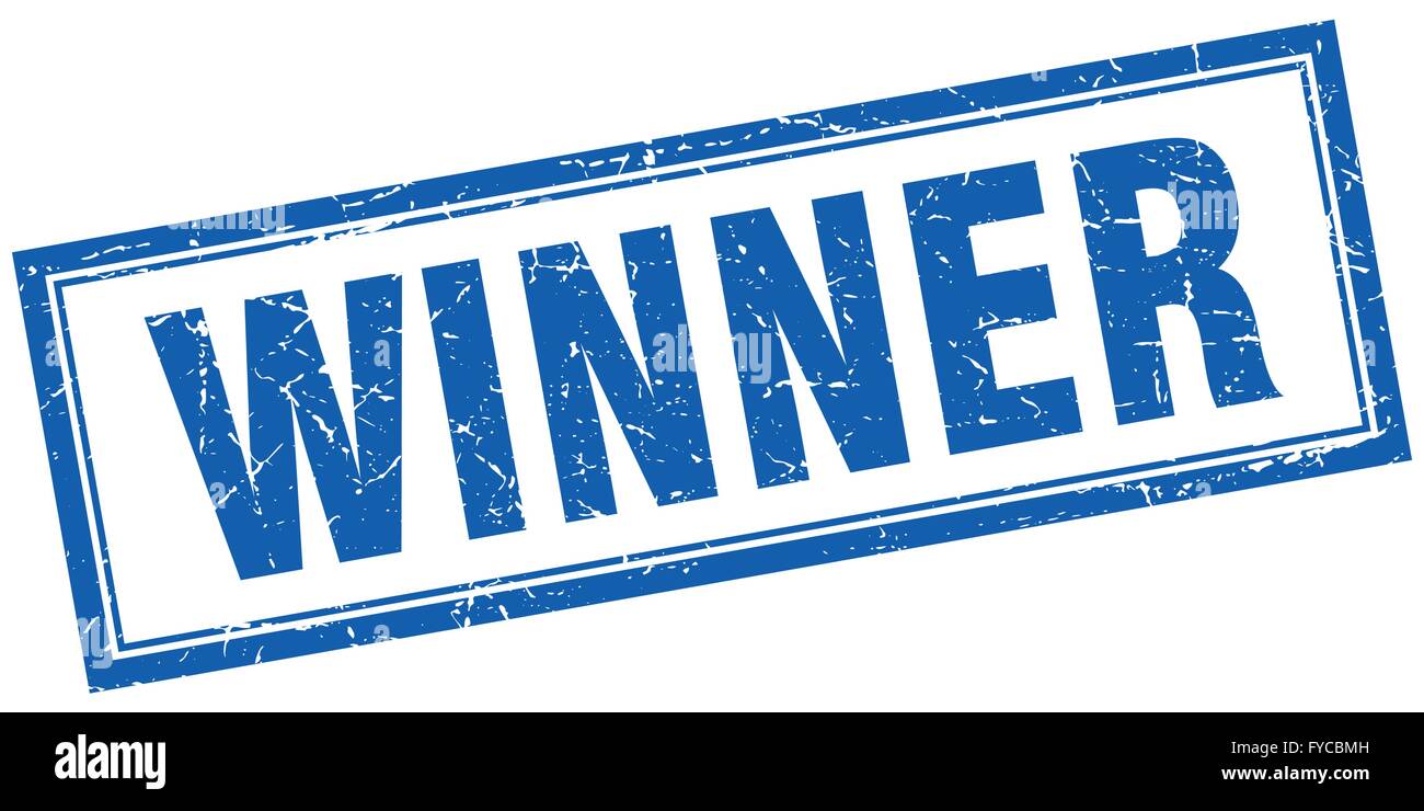 winner blue square grunge stamp on white Stock Vector Image & Art - Alamy