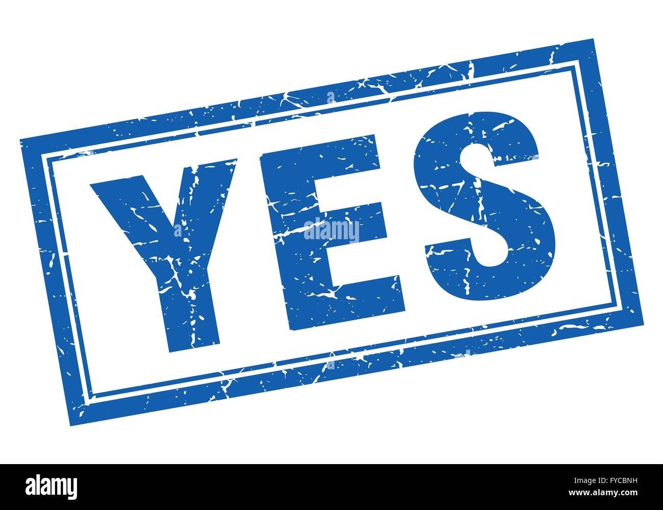 yes blue square grunge stamp on white Stock Vector Image & Art - Alamy