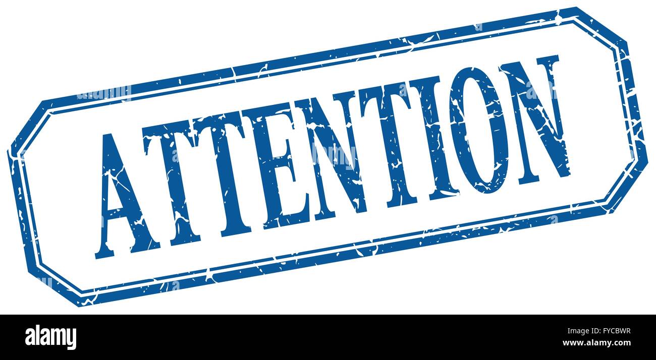 attention square blue grunge vintage isolated label Stock Vector Image ...