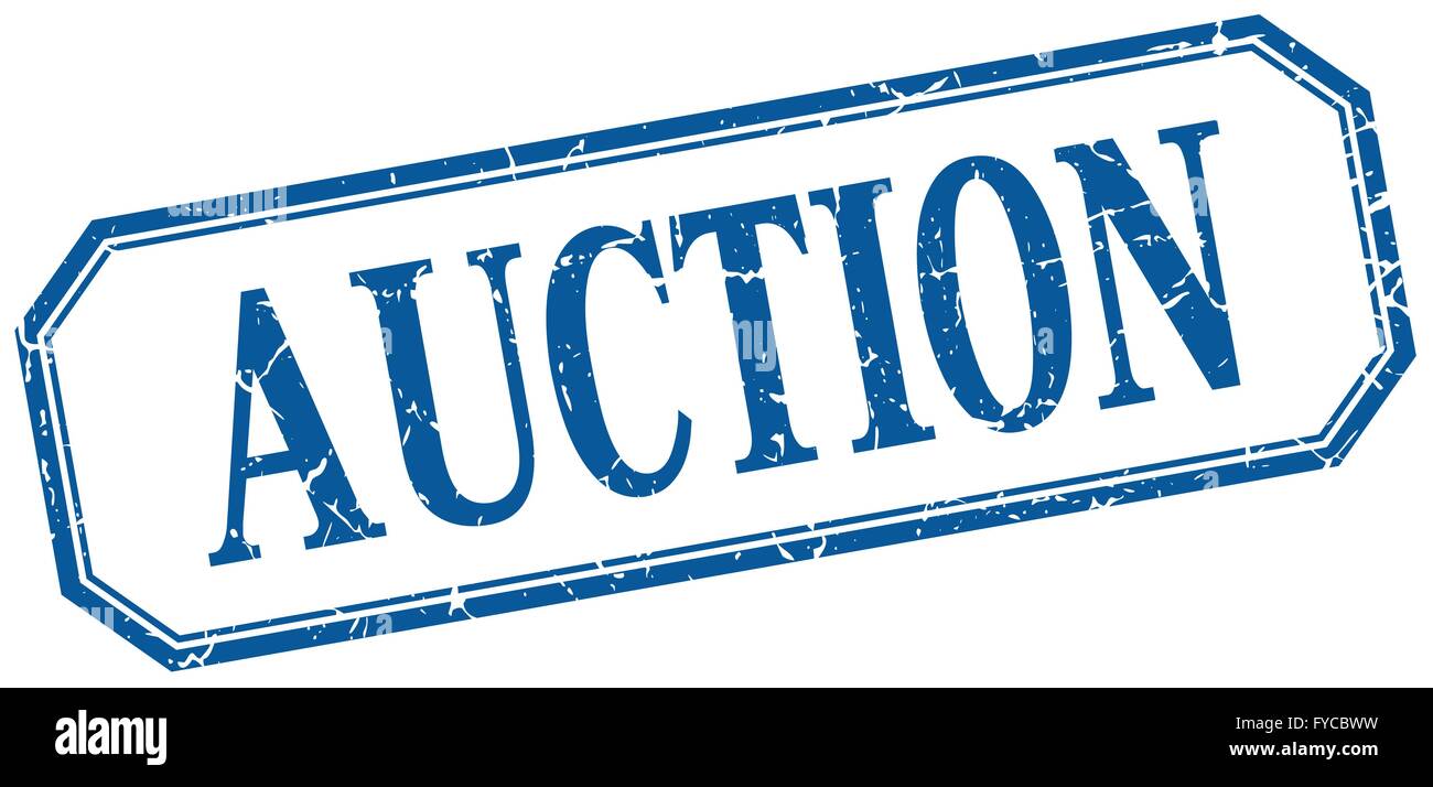 auction square blue grunge vintage isolated label Stock Vector Image ...