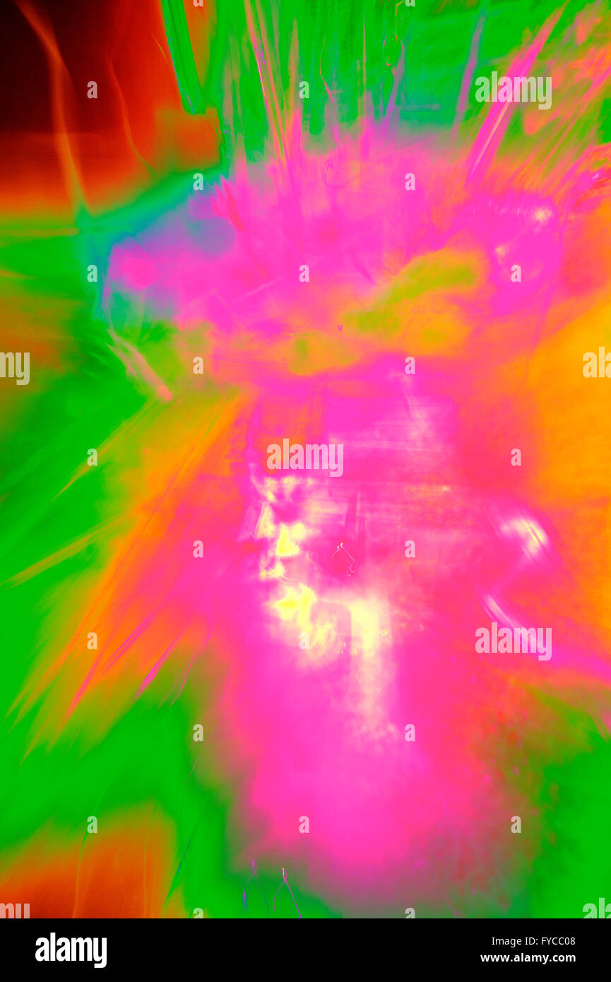 Manufactured solarised image of an explosion making abstract art see ...