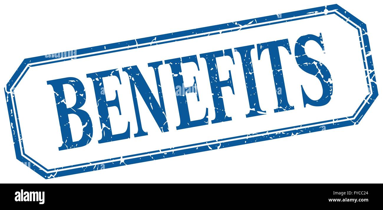 benefits square blue grunge vintage isolated label Stock Vector Image ...