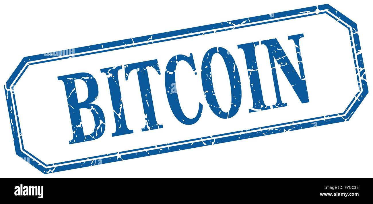bitcoin square blue grunge vintage isolated label Stock Vector Image ...