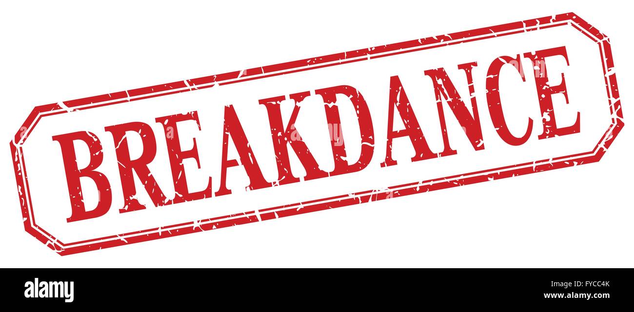 breakdance square red grunge vintage isolated label Stock Vector Image ...