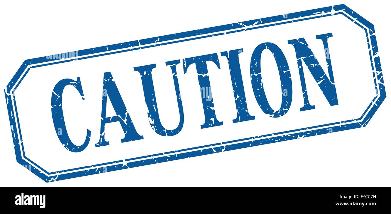 caution square blue grunge vintage isolated label Stock Vector Image ...