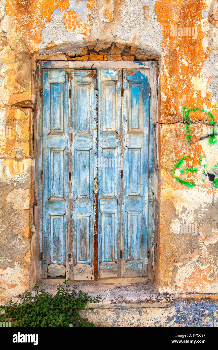 Image of a rustic and worn old door. Sitia, Crete Stock Photo - Alamy
